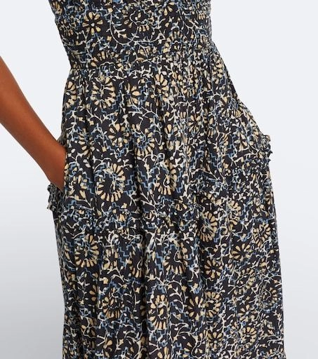 Ulla Johnson Ophelia Printed Cotton-blend Tiered Midi Dress - Blue