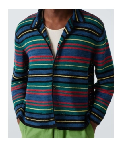 BODE Riverbank Crochet Striped Cotton Shirt