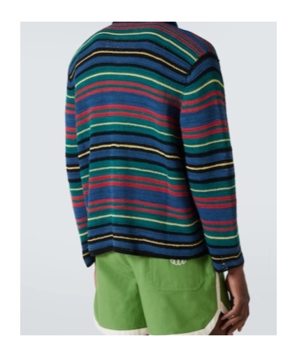 BODE Riverbank Crochet Striped Cotton Shirt