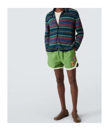 BODE Riverbank Crochet Striped Cotton Shirt