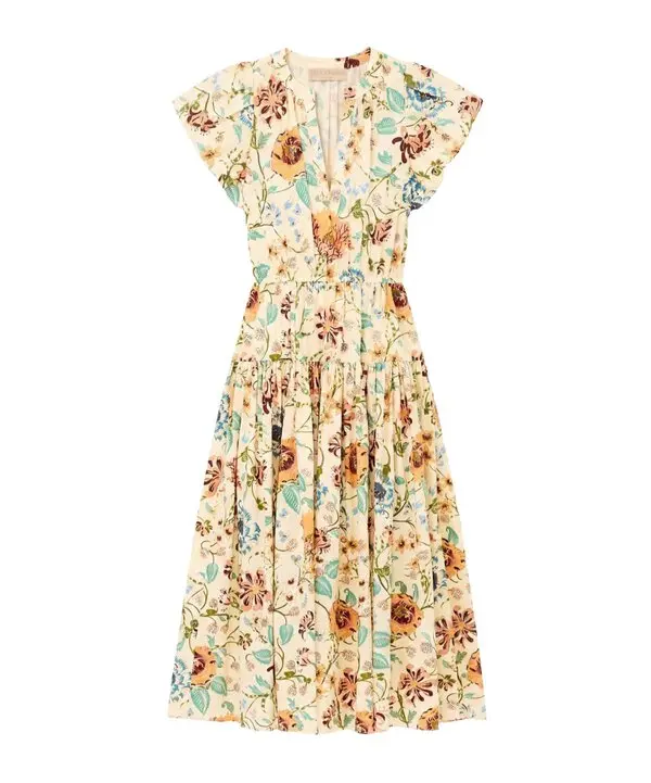 Ulla Johnson Multicolor Pleated Midi Dress