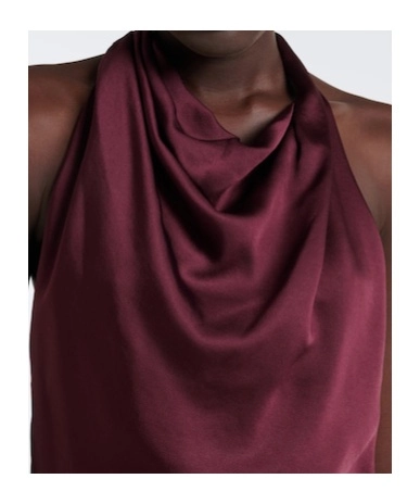 Simkhai Reannon Halterneck Satin Gown - Wine Red