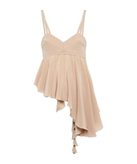 Victoria Beckham Asymmetrical Silk-crepe Top - Nude