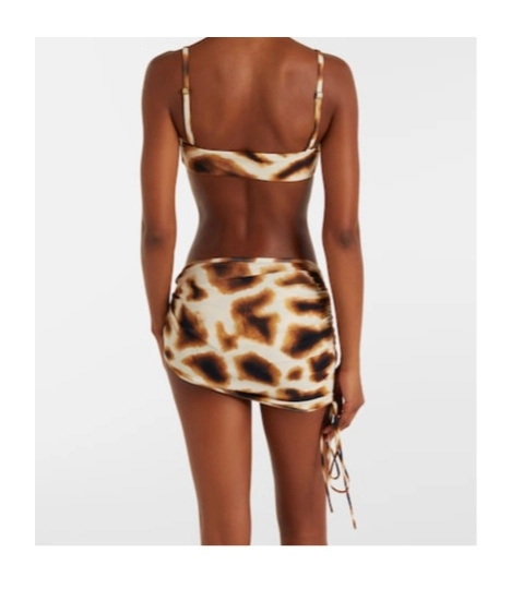 Christopher Esber Orbit Ruched Animal Print Bikini Bottoms