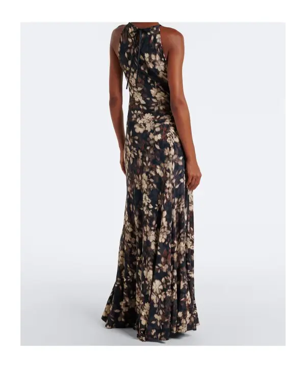 Simkhai Cerin Gathered Floral Halterneck Maxi Dress - Black