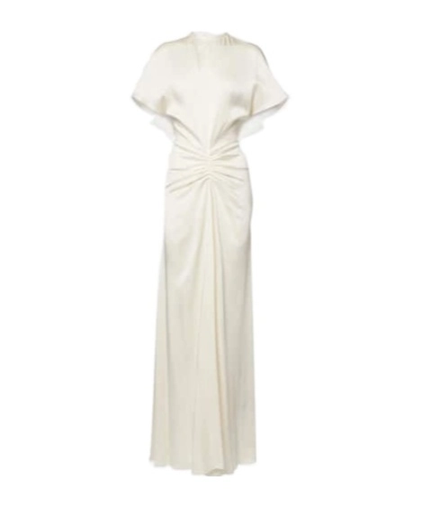 Victoria Beckham Pleated Satin Gown
