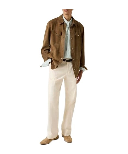Canali Solid Suede Overshirt