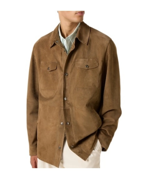 Canali Solid Suede Overshirt