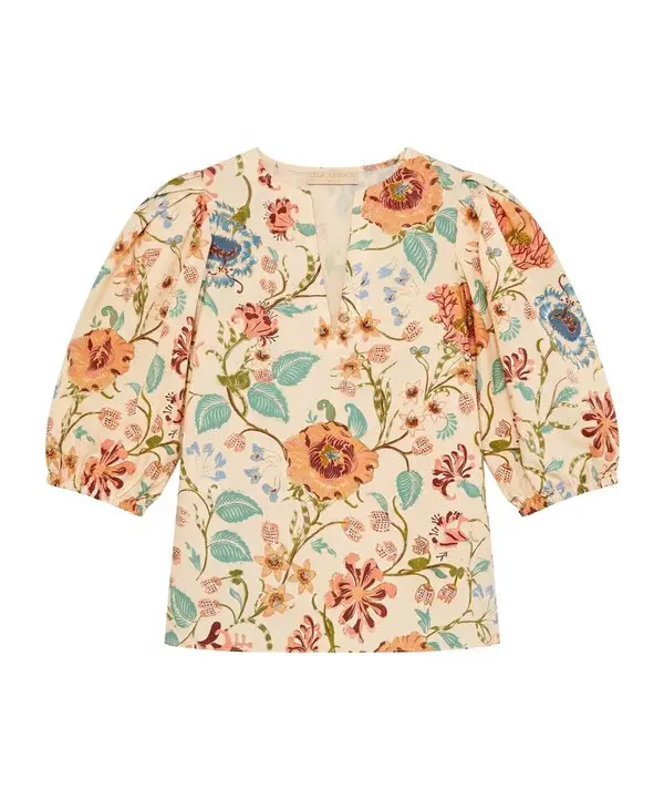Ulla Johnson Floral Print Puff Sleeve Top - Abalone