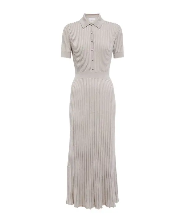 Gabriela Hearst Amor Ribbed Silk And Cashmere Midi Dress - Beige
