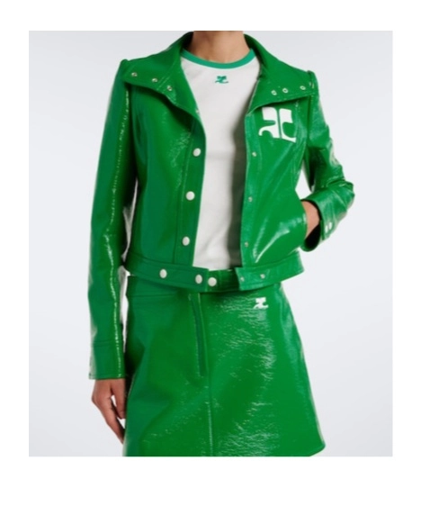 COURREGES Logo Vinyl Cropped Jacket
