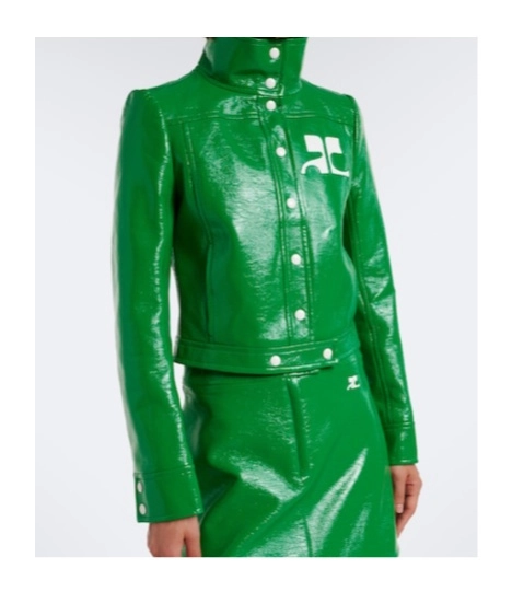 COURREGES Logo Vinyl Cropped Jacket