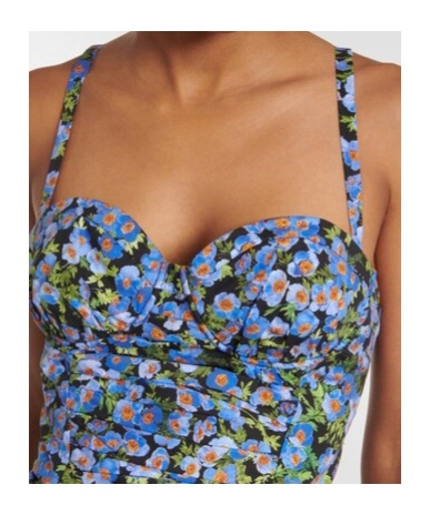 Carolina Herrera Floral Printed Cotton Blend Sweetheart Neckline Midi Dress