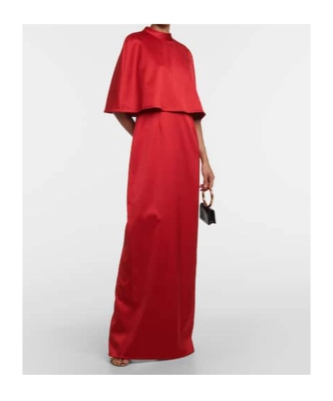 Carolina Herrera High Neck Cape Effect Satin Gown