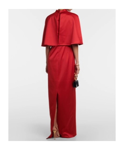 Carolina Herrera High Neck Cape Effect Satin Gown