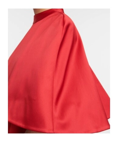 Carolina Herrera High Neck Cape Effect Satin Gown
