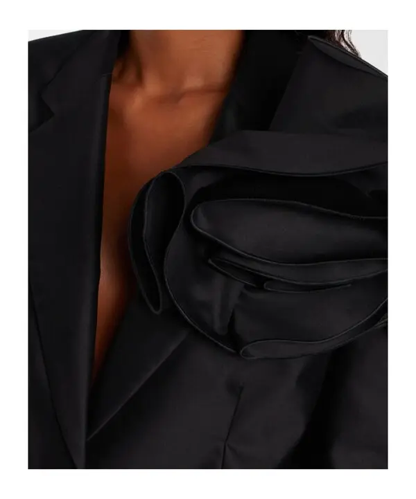 Magda Butrym Floral Appliqué Cotton Blazer - Black
