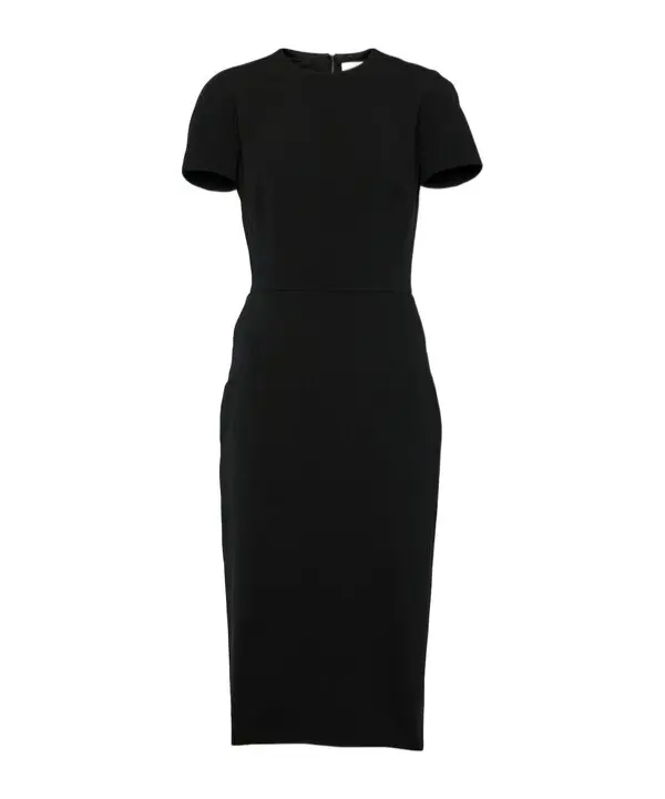 Victoria Beckham Fitted T-shirt Crepe Midi Dress - Black