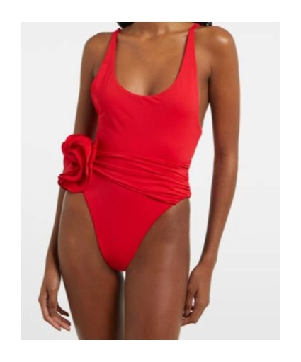 Magda Butrym Floral-appliqué Ruched Swimsuit