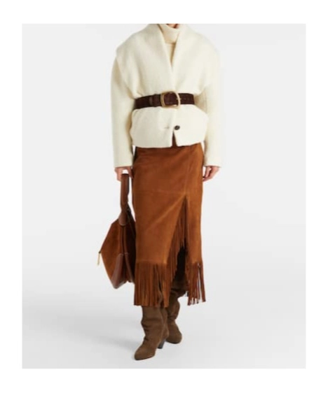 Polo Ralph Lauren Fringed Suede Midi Skirt
