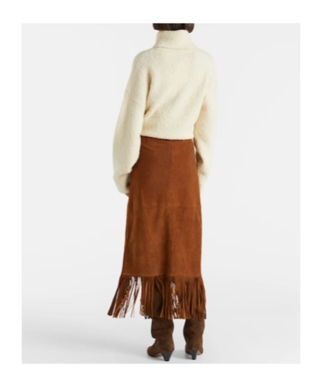 Polo Ralph Lauren Fringed Suede Midi Skirt