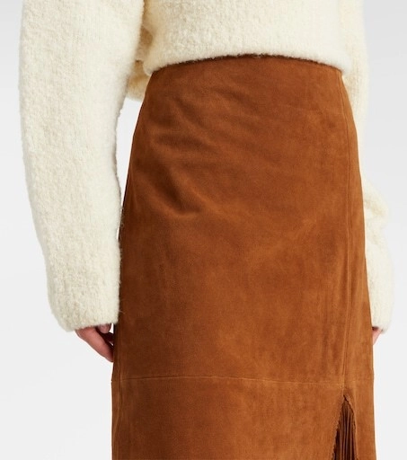 Polo Ralph Lauren Fringed Suede Midi Skirt