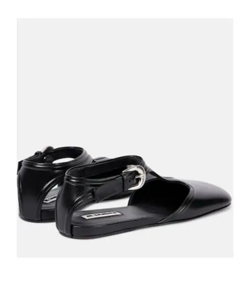 JIL SANDER Leather Mary Jane Flats