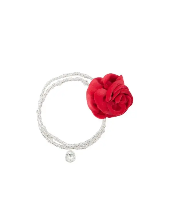 Magda Butrym Floral-appliqué Embellished Necklace - Red