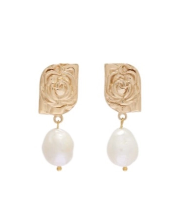 Magda Butrym Sculptural Rose Faux Pearl Drop Earrings - No
