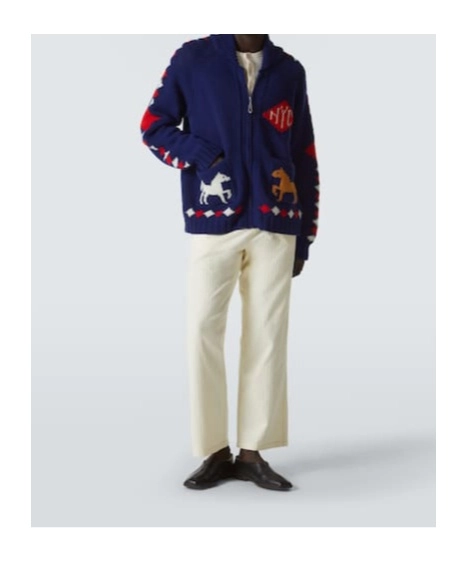 BODE Diamond Corral Wool Zip-up Cardigan