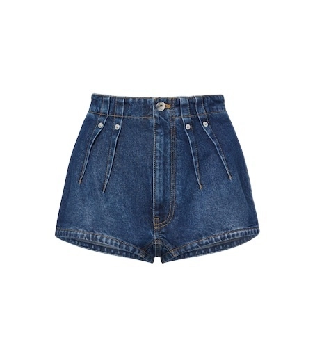 MUGLER Pleated Denim Shorts