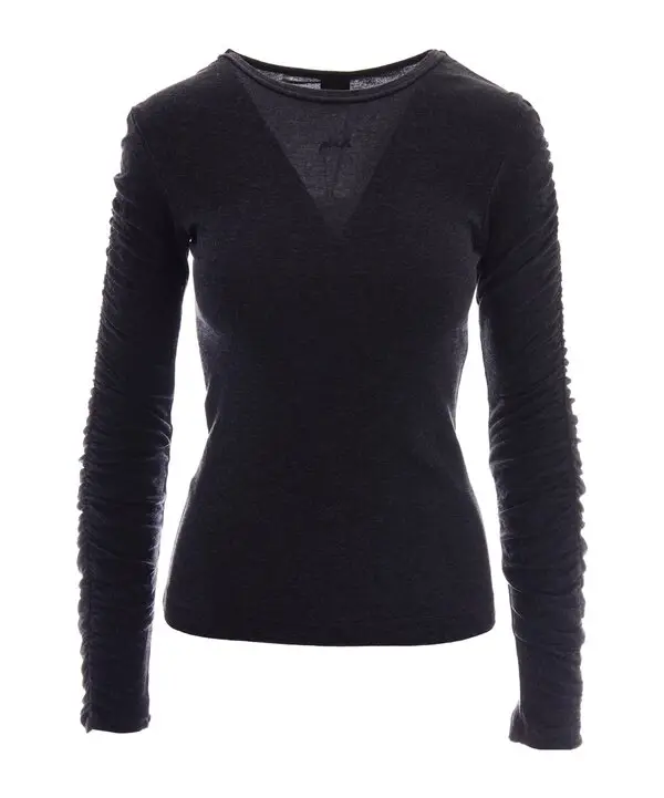 Pinko Ruched Long-sleeve Top - Black