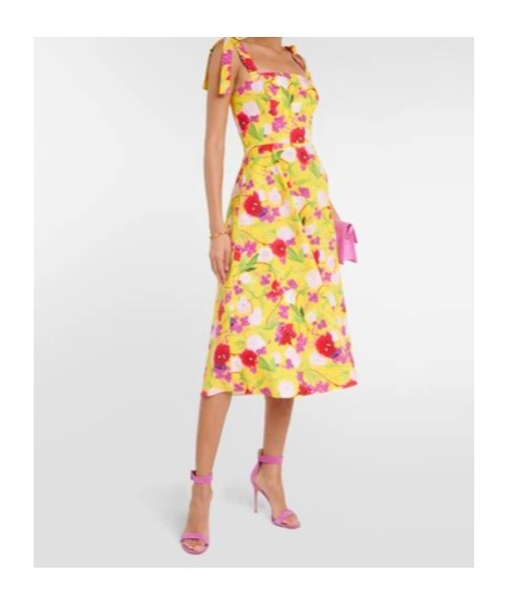 Carolina Herrera Floral Print Midi Dress - Yellow