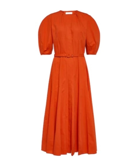 Gabriela Hearst Caden Puff Sleeve Midi Dress
