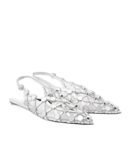 Attico Grid Leather Ballet Flats