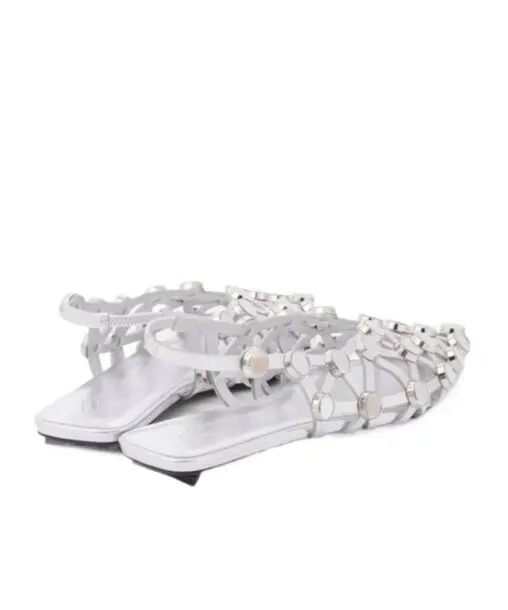 Attico Grid Leather Ballet Flats