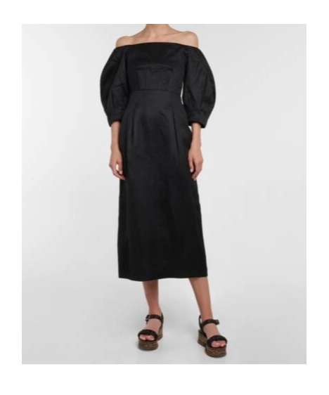 Gabriela Hearst Majano Off-the-shoulder Midi Dress - Black