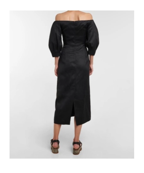 Gabriela Hearst Majano Off-the-shoulder Midi Dress - Black