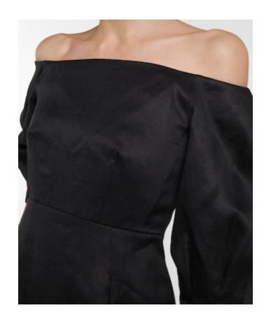 Gabriela Hearst Majano Off-the-shoulder Midi Dress - Black