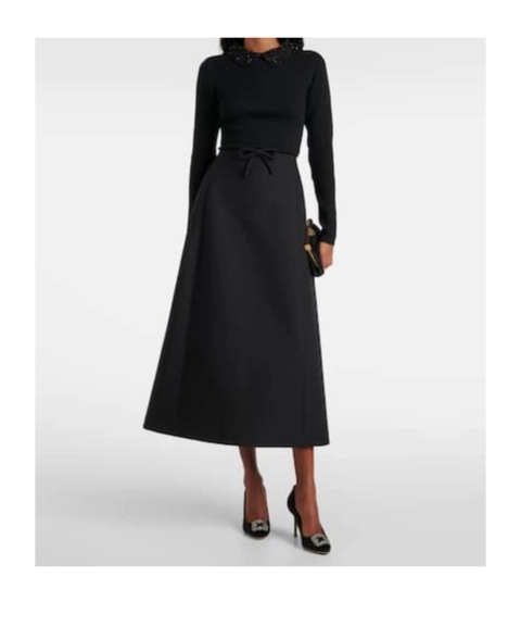 Carolina Herrera Embellished Ribbed-knit Wool Top