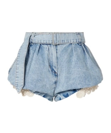 Magda Butrym Crochet-trimmed Denim Shorts - Blue