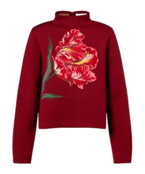 Carolina Herrera Floral Jacquard Cotton And Wool Sweater - Red