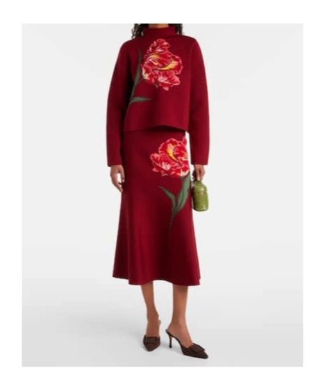 Carolina Herrera Floral Jacquard High Neck Sweater