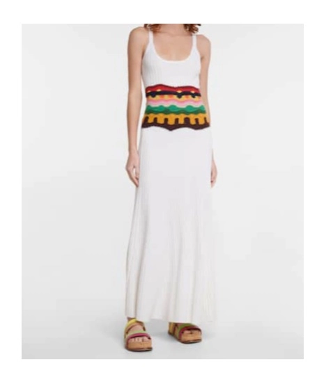 Gabriela Hearst Sainz Ribbed Maxi Dress With Crochet Waist - White