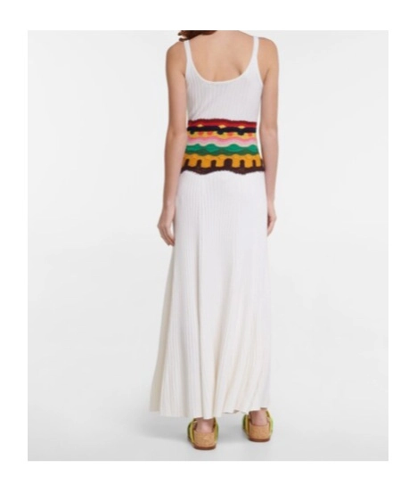 Gabriela Hearst Sainz Ribbed Maxi Dress With Crochet Waist - White