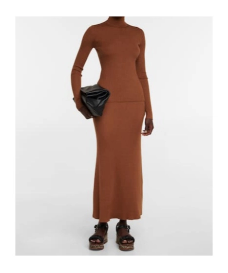 Gabriela Hearst Ribbed High-waisted Midi Skirt