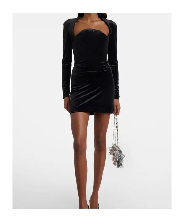 MUGLER Velvet Bustier Mini Dress - Black