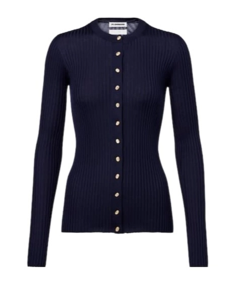 JIL SANDER Ribbed-knit Silk Cardigan