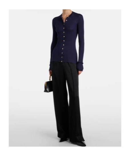 JIL SANDER Ribbed-knit Silk Cardigan