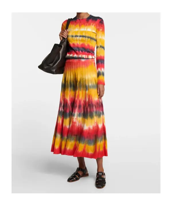 Gabriela Hearst Ella Tie-dye Cashmere And Silk Maxi Skirt - Red